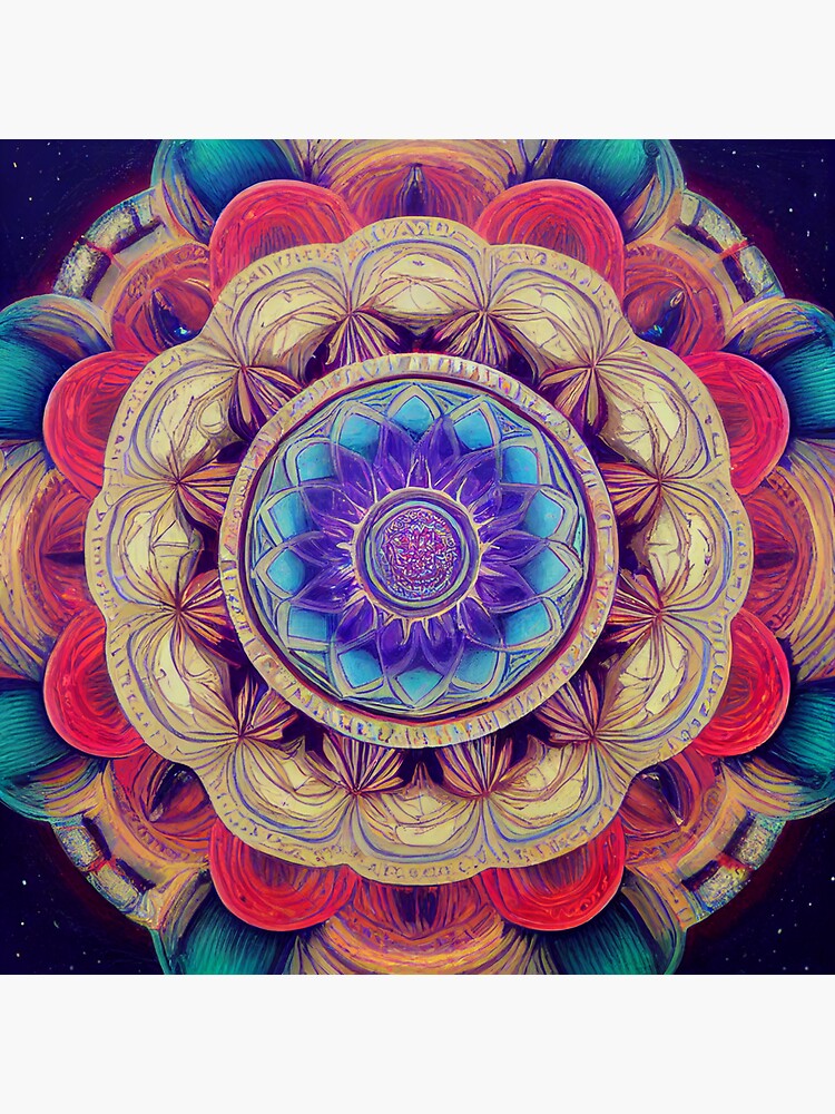 "Vibrant Psychedelic Mandala Ten" Sticker for Sale by robotic-artist ...