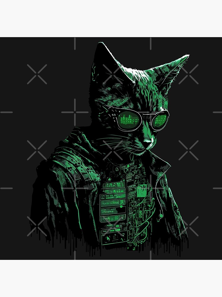 "Cyberpunk Matrix Hacker Cat" Poster for Sale by ChasmicArt | Redbubble