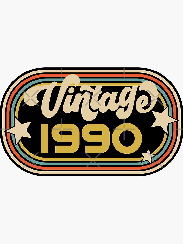 "Vintage 1990" Sticker for Sale by RogueDroid | Redbubble