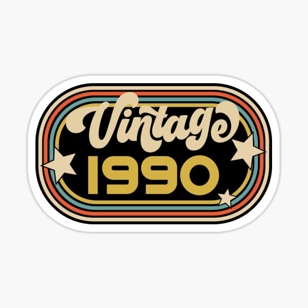 "Vintage 1990" Sticker for Sale by RogueDroid | Redbubble