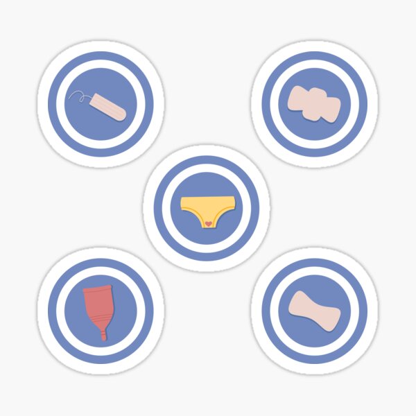 "set of round stickers on the theme of the female period with pads ...