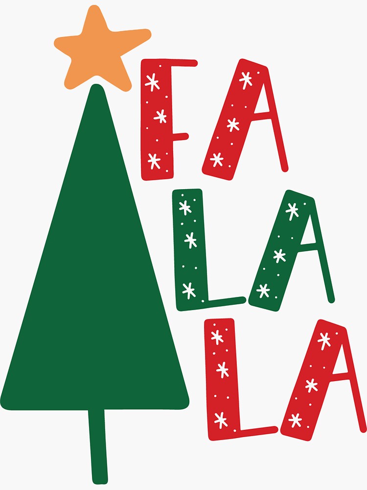 "Falala christmas tree in traditional Christmas colours" Sticker for ...