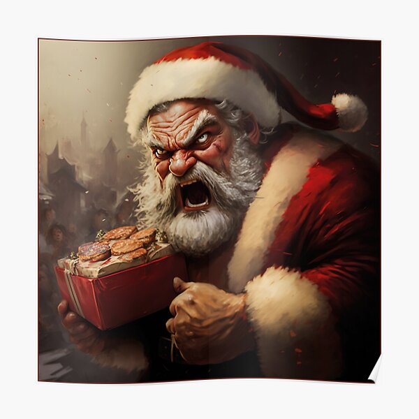 "Angry bad Santa screaming" Poster for Sale by ai-miilk | Redbubble