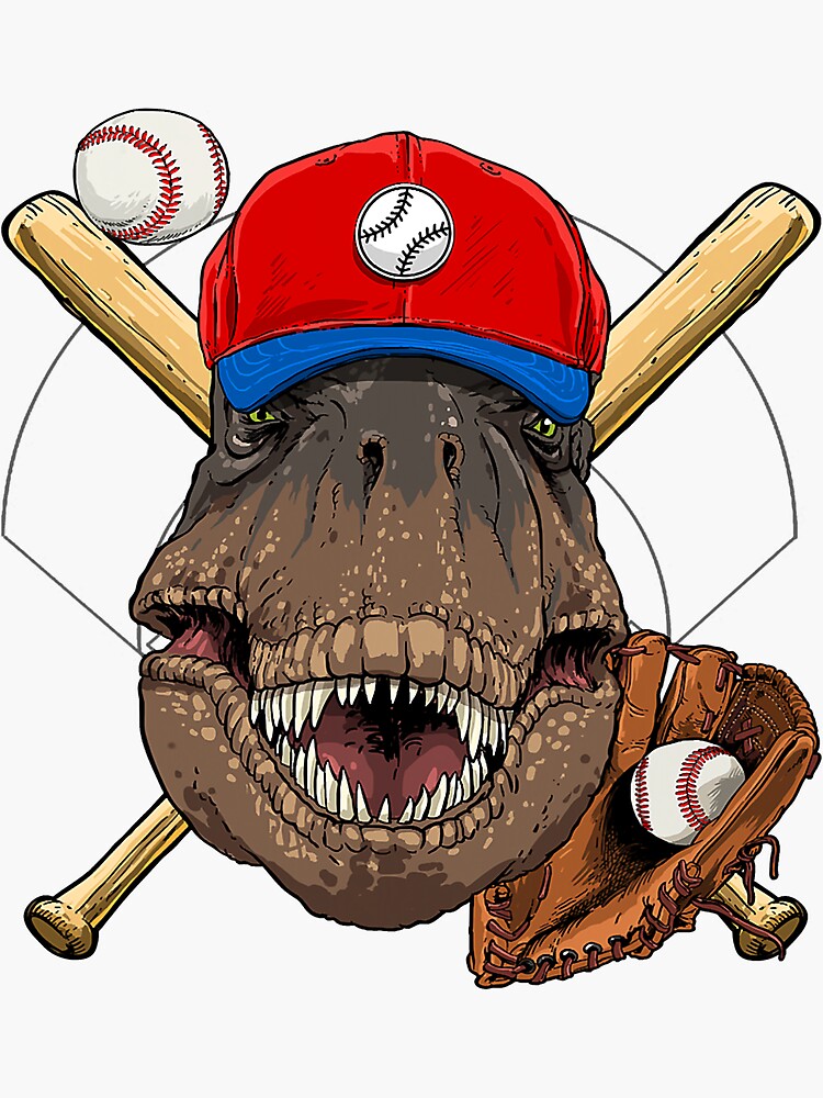 "Dinosaur Baseball Player T Rex Pitcher Catcher Coach Dino187" Sticker ...