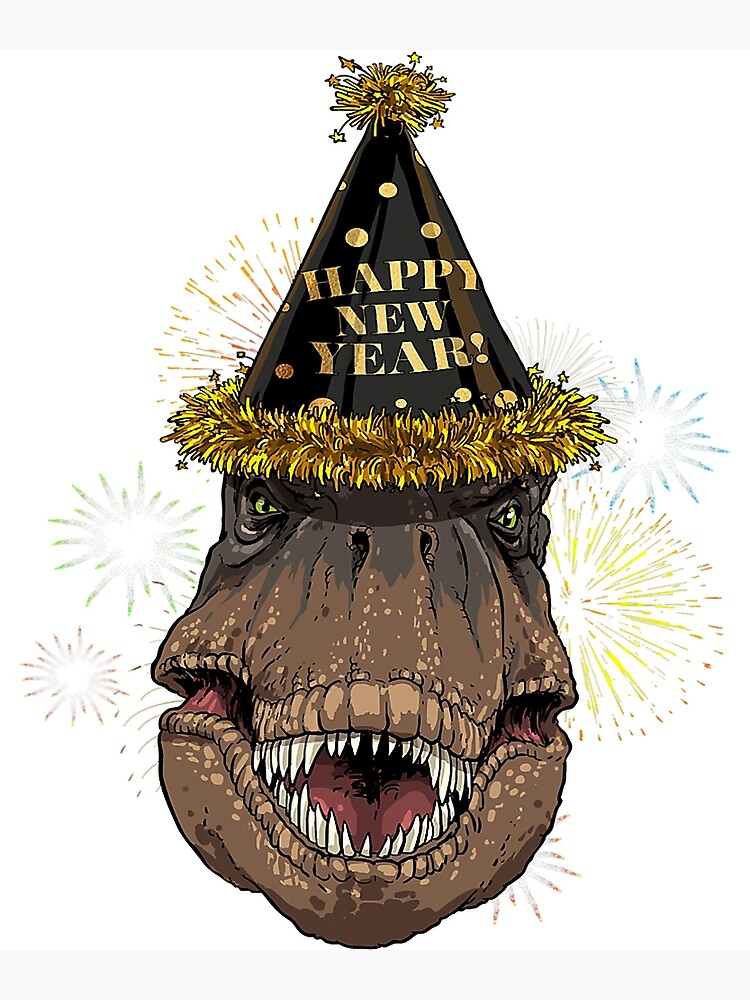 "New Year T Rex Dinosaur New Years Eve Party Countdown Dino314" Poster ...