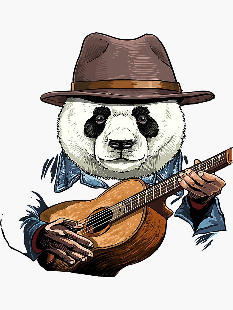 "Acoustic Guitar Panda Guitar Player Bear Animal Guitarist 61" Sticker ...