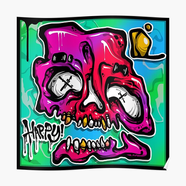 "Happy Graffiti Skull" Poster for Sale by Graffitidesign | Redbubble