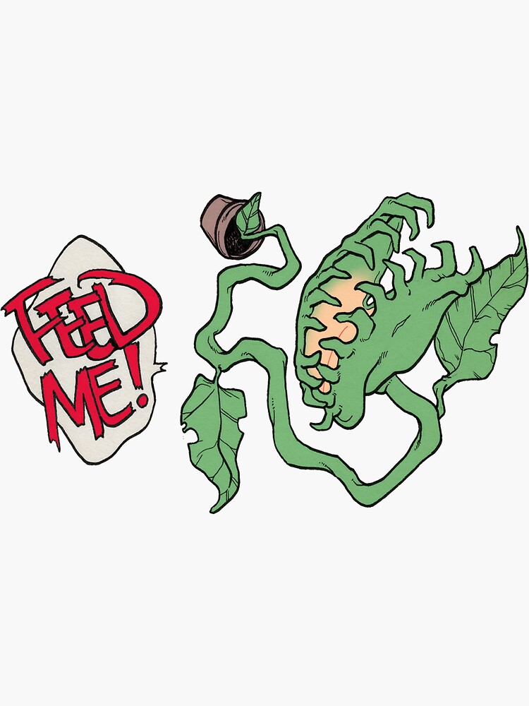 "FEED ME!" Sticker for Sale by Foolscapper | Redbubble
