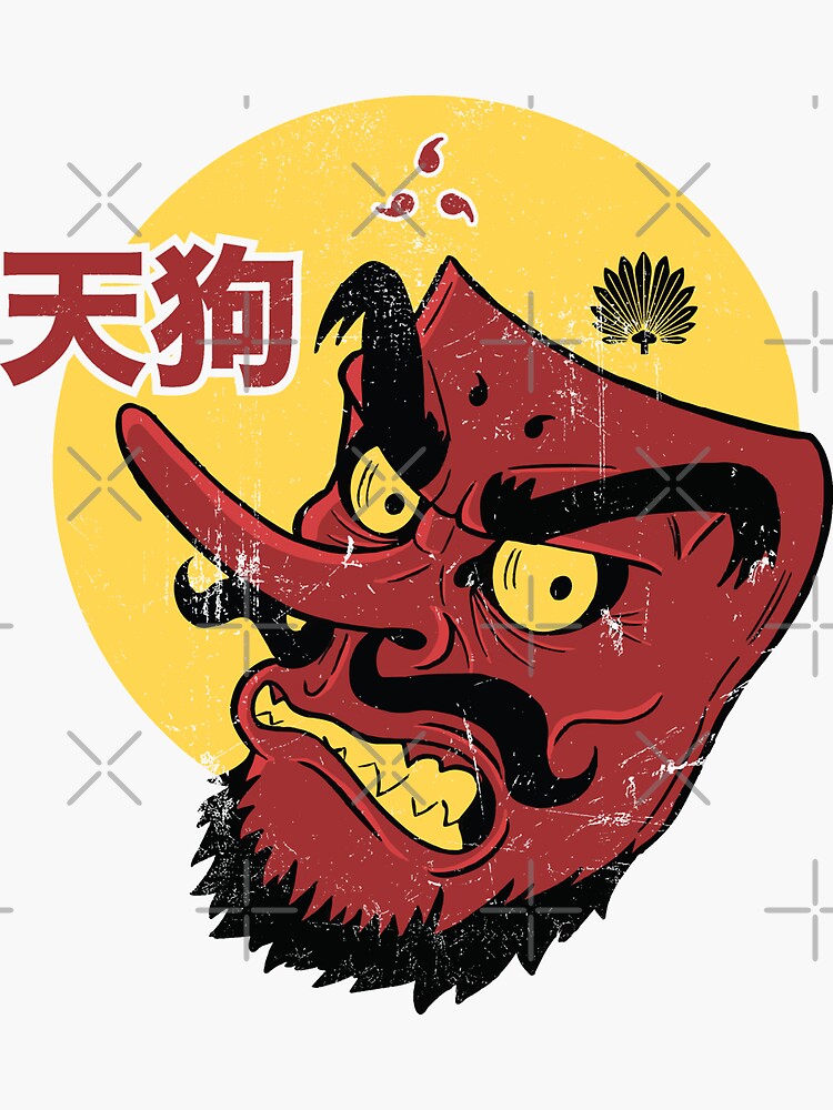"天狗 Tengu - ONi Japanese Mask" Sticker for Sale by DAKAstudio | Redbubble