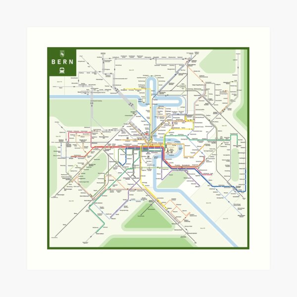 "" Switzerland: 2022/today Bern - rail network detailed ..." Art Print ...