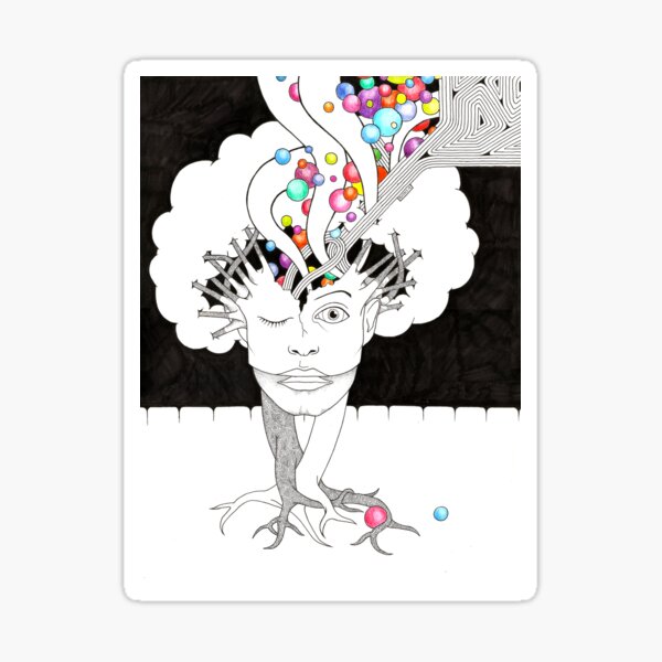 "dreaming with one eye open" Sticker for Sale by Rhodis | Redbubble