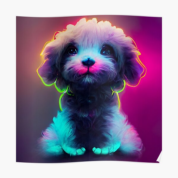 Póster «Maltipoo Neon Dogs, fantástico diseño perfecto para los amantes ...