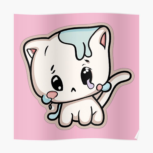 "Sad Cute Kitten Cat Cartoon" Poster for Sale by TkFly | Redbubble