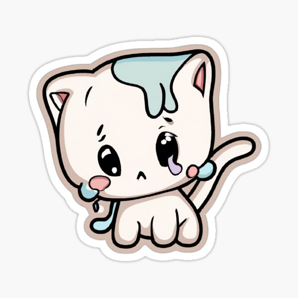 "Sad Cute Kitten Cat Cartoon" Sticker for Sale by TkFly | Redbubble