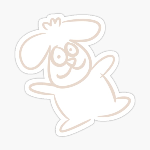 "Happy Cheery Cartoon Fluffy Dancing Pet Dog Outline in White ruff ruff ...
