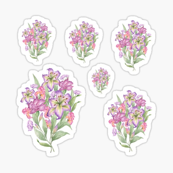 "Pink Purple Flower sticker packs" Sticker for Sale by DeRenaissance ...