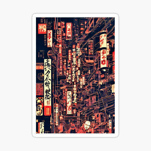 "Retro Futuristic Japanese City 02" Sticker for Sale by 7infernus ...