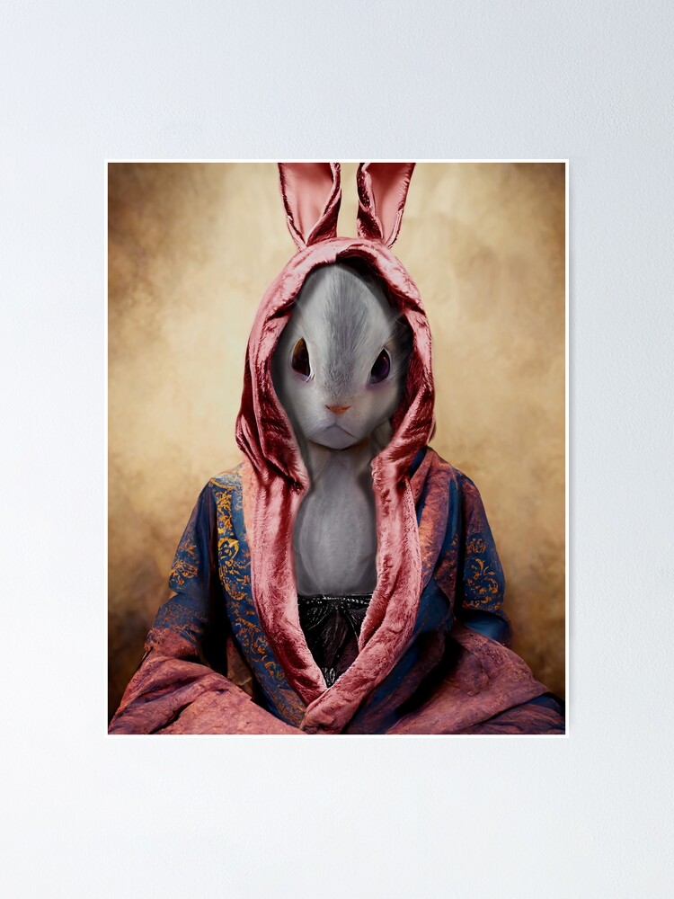 "Rabbit in Pink & Blue Robes" Poster for Sale by Darmon-Designs | Redbubble