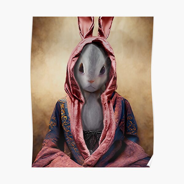 "Rabbit in Pink & Blue Robes" Poster for Sale by Darmon-Designs | Redbubble