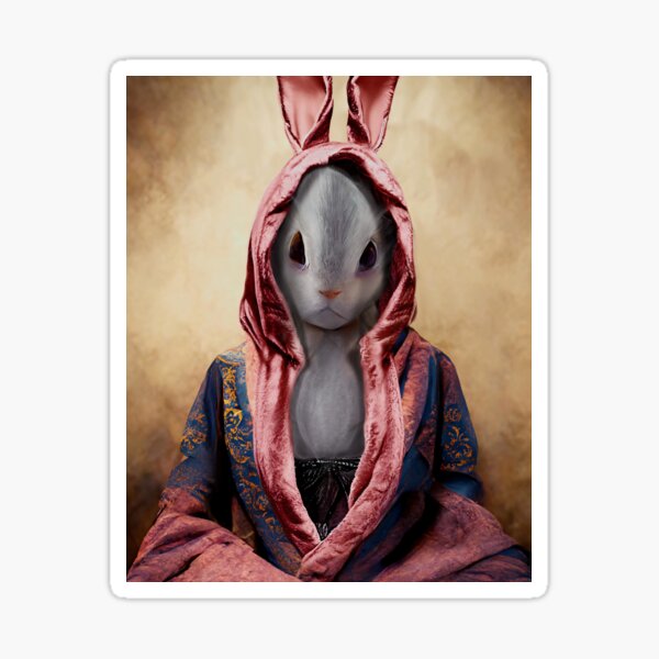 "Rabbit in Pink & Blue Robes" Sticker for Sale by Darmon-Designs ...
