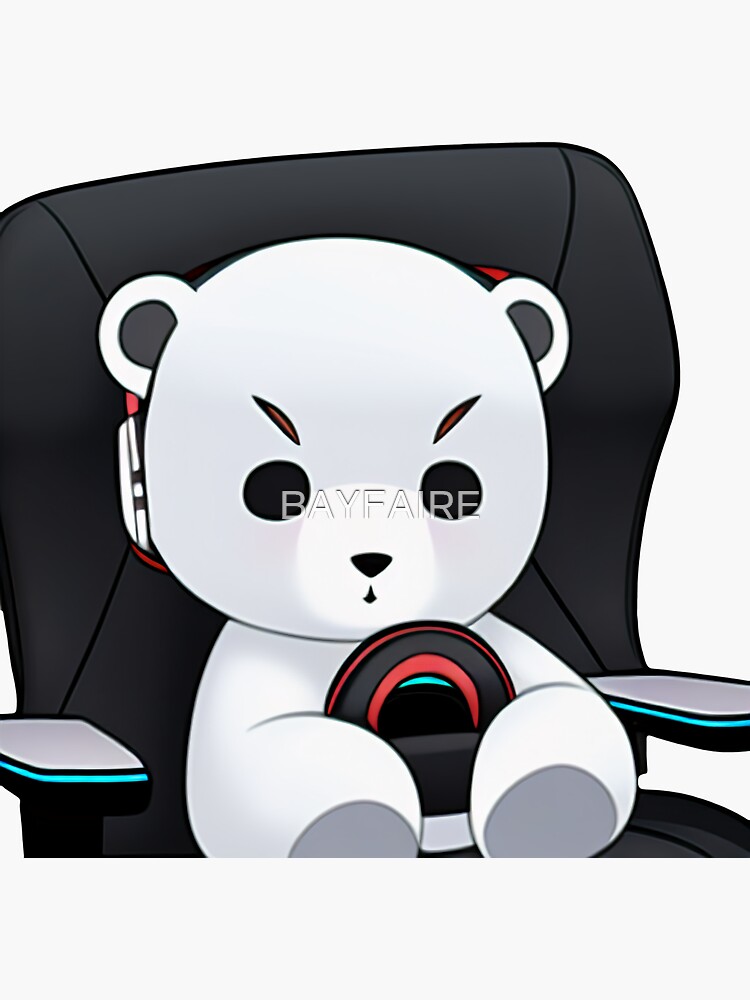 "Chibi Bear Sitting on Gaming Chair" Sticker for Sale by BAYFAIRE ...