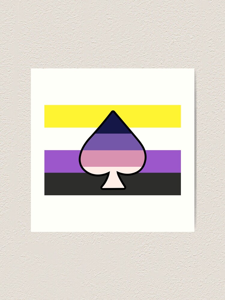 "Asexual spectrum and non binary pride flag with ace of spades" Art Print for Sale by lunyssa ...