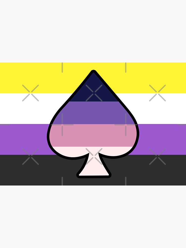 Asexual Spectrum And Non Binary Pride Flag With Ace Of Spades Sticker