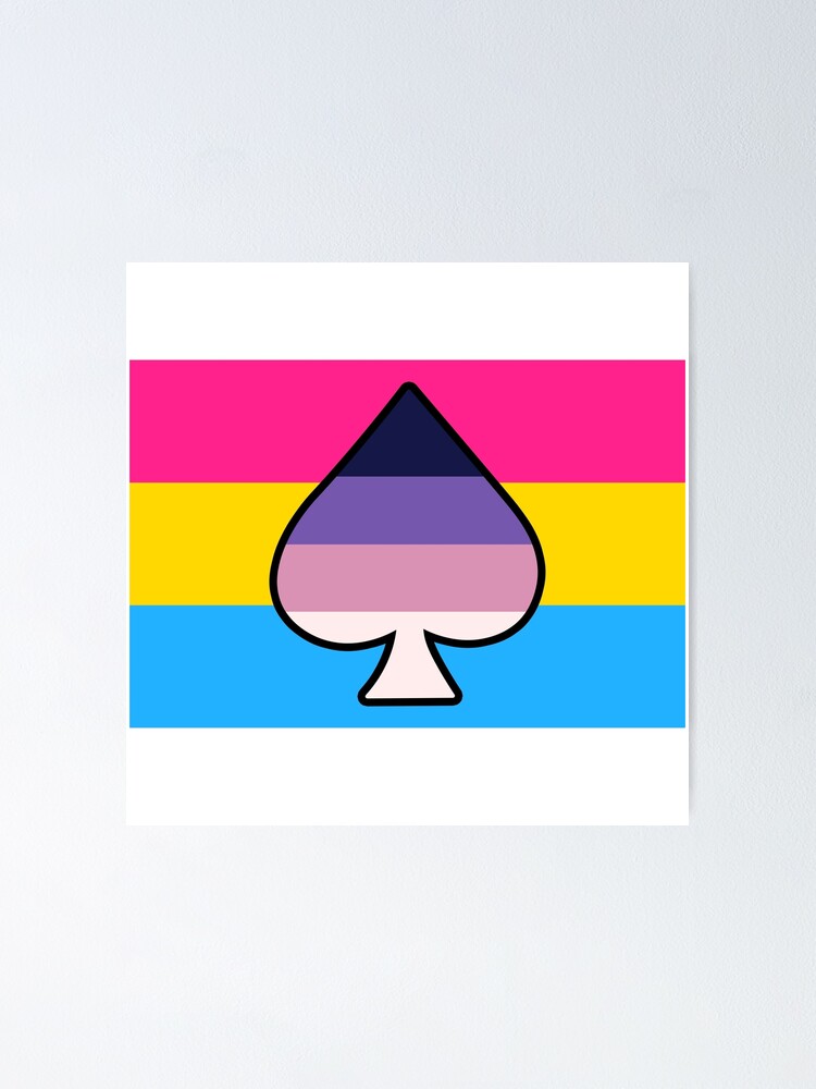 "Asexual spectrum and pansexual pride flag with ace of spades" Poster ...
