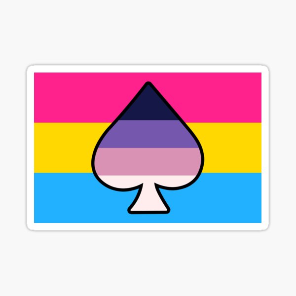 "Asexual spectrum and pansexual pride flag with ace of spades" Sticker ...