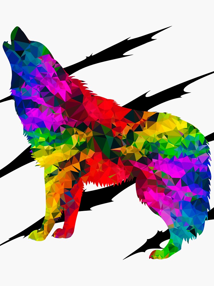 "Wolf Multi Color" Sticker for Sale by InventiveOlogy | Redbubble