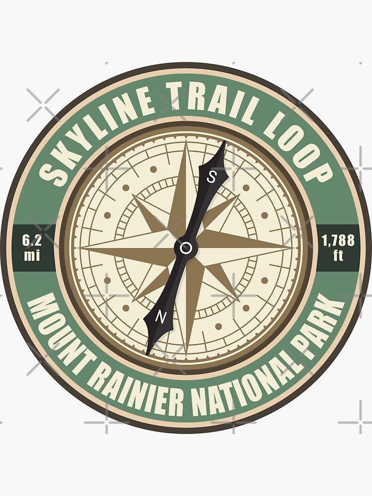 "Skyline Trail Loop Washington Compass Hiking Badge" Sticker for Sale ...