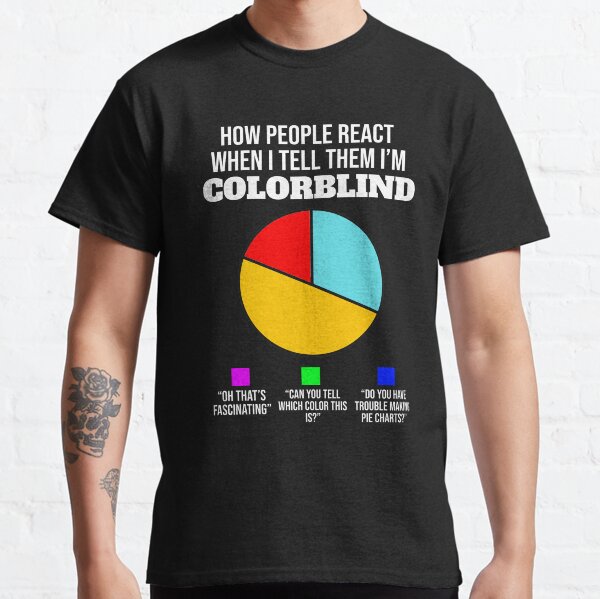 "Funny Colorblind Pie Chart Color Blindness Gift" Classic T-Shirt for ...