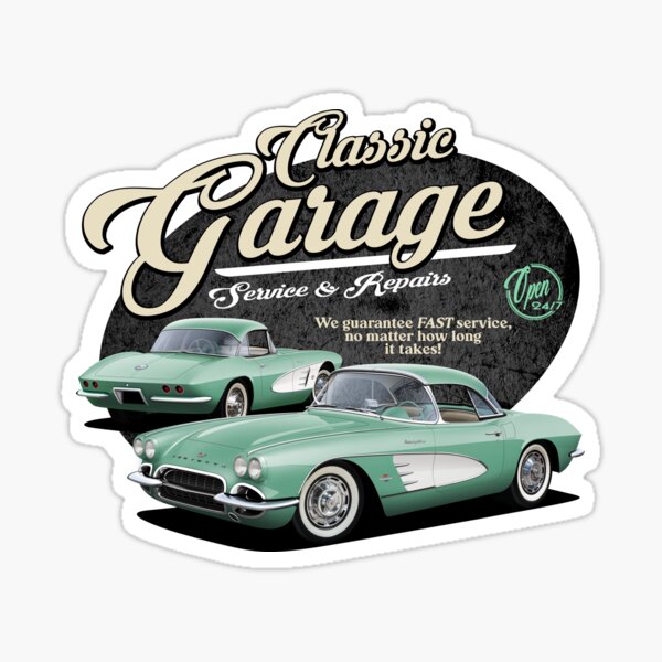 "Classic Convertible Garage" Sticker for Sale by Yourauto | Redbubble