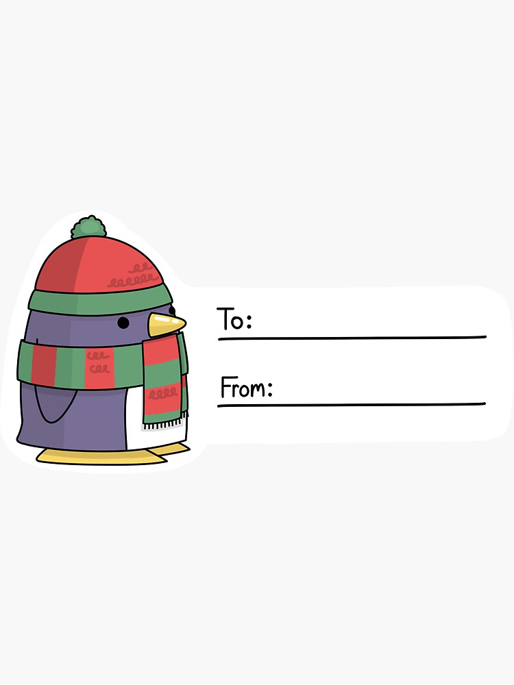 "Scarf and Beanie Penguin Gift Tag Sticker" Sticker for Sale by ...