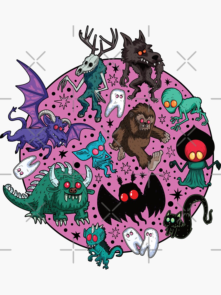 "Cryptids Night Pink" Sticker for Sale by richardhague | Redbubble