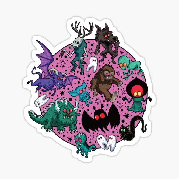 "Cryptids Night Pink" Sticker for Sale by richardhague | Redbubble
