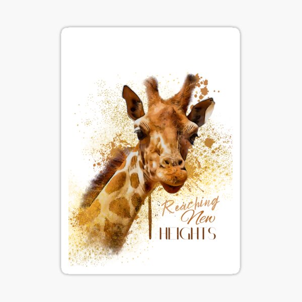 "Giraffe Reaching New Heights" Sticker for Sale by SpryDesign | Redbubble