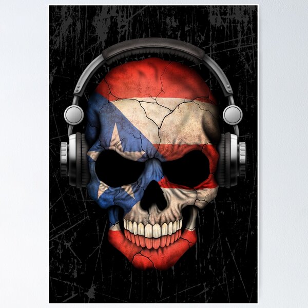 "Dj Skull with Puerto Rican Flag" Poster for Sale by jeff bartels | Redbubble