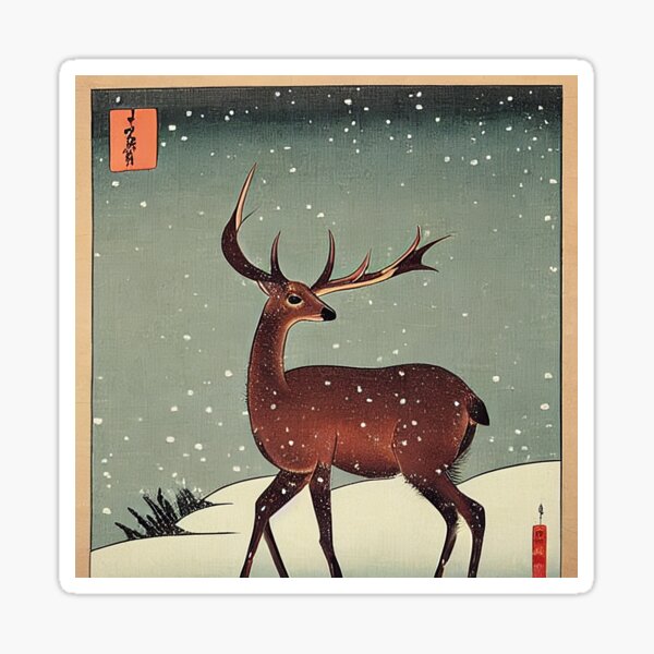"Ukiyo-e Deer, Japanese Print" Sticker for Sale by ThePrintMart | Redbubble