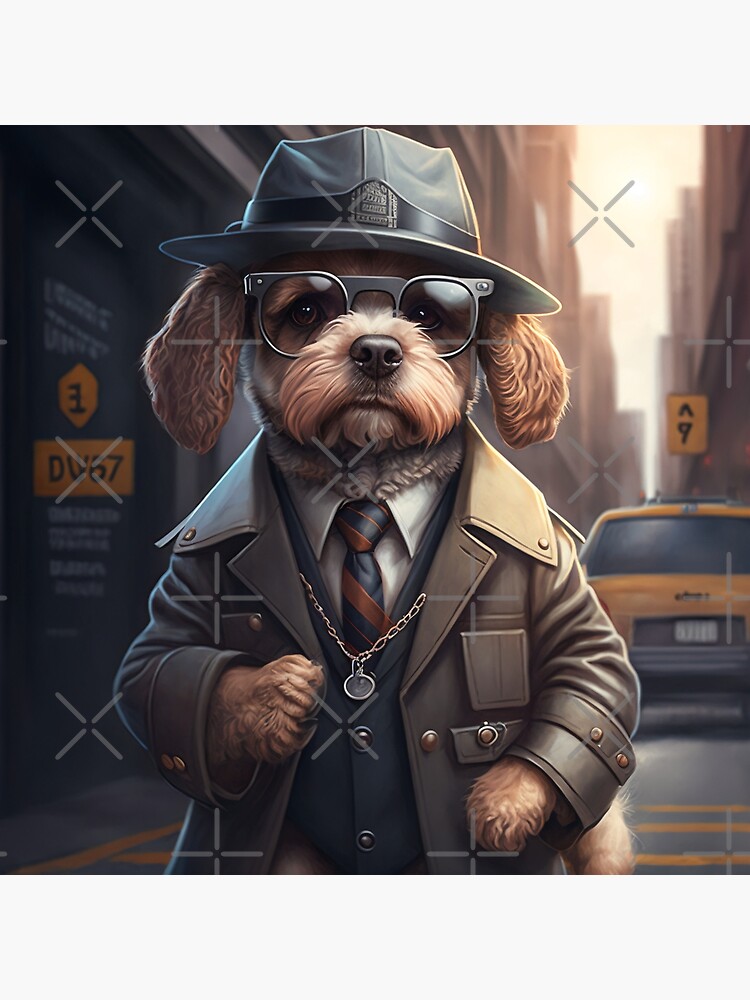 "Ai Generated Art - Cute Dog Investigator, City" Poster for Sale by ...