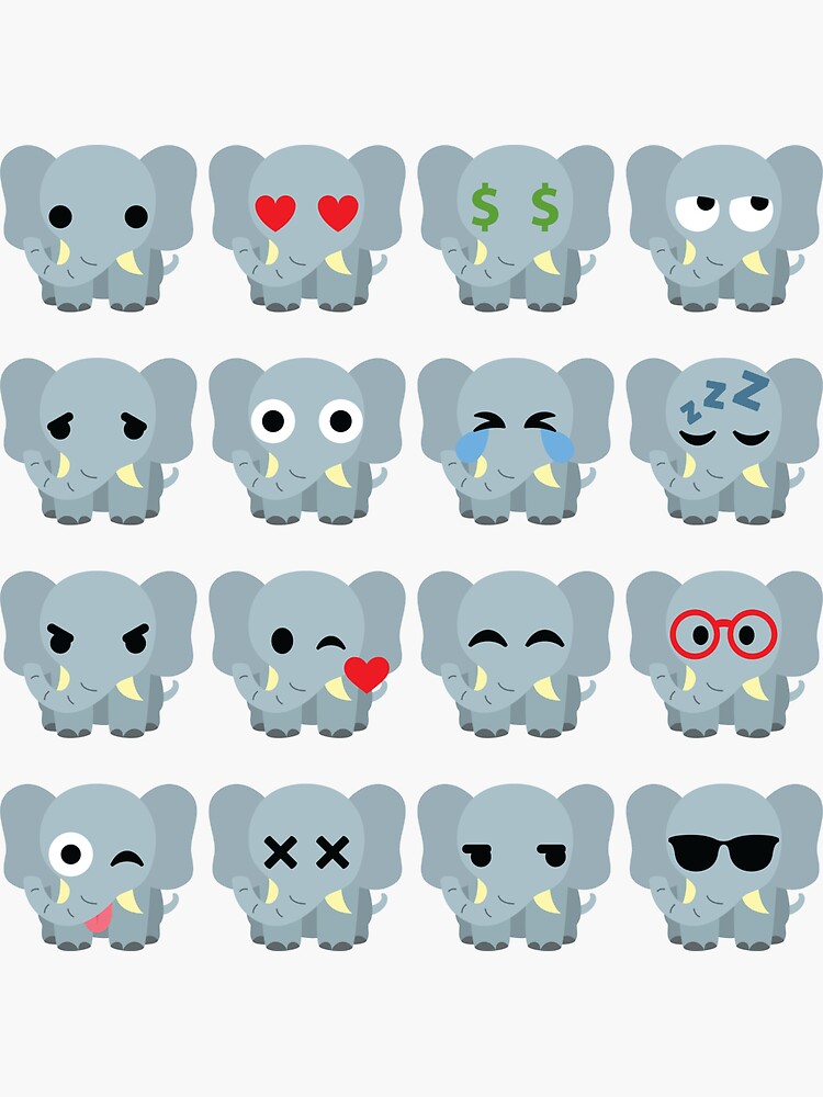 Elephant Emoji Sticker For Sale By Hippoemo Redbubble