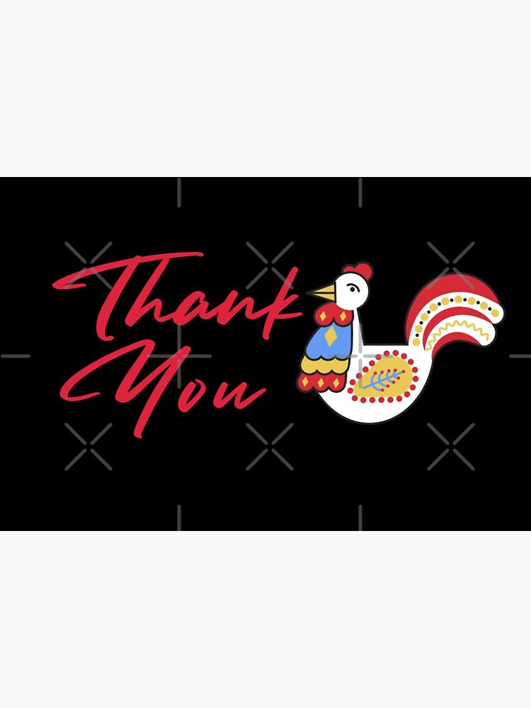 "Rooster is wearing a red colored scarf with thank you text" Sticker ...