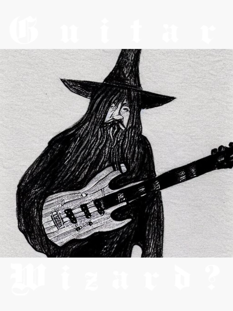 "Guitar Wizard?" Sticker for Sale by CottagePop | Redbubble