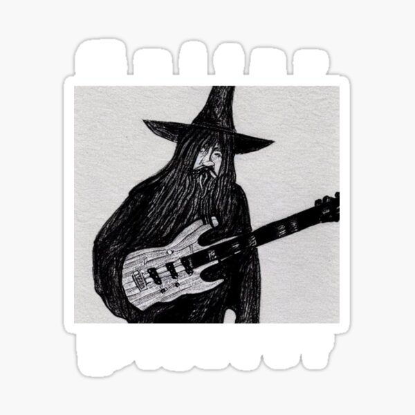 "Guitar Wizard?" Sticker for Sale by CottagePop | Redbubble