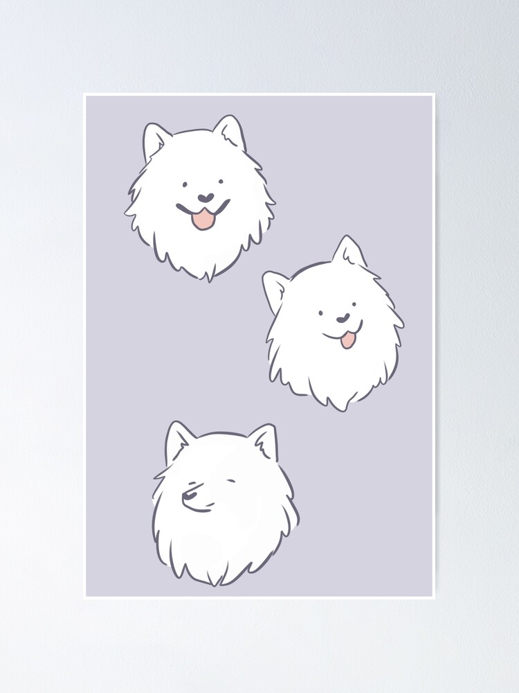 "Cute samoyed faces pack cartoon illustration " Poster for Sale by ...