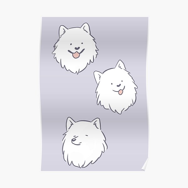 "Cute samoyed faces pack cartoon illustration " Poster for Sale by ...