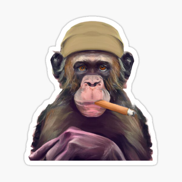 "Monkey Smoking Cigar" Sticker for Sale by fatihdundar | Redbubble