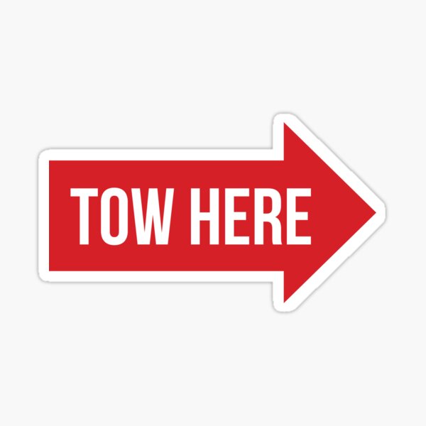 "Red Tow Here design" Sticker for Sale by ApexFibers | Redbubble