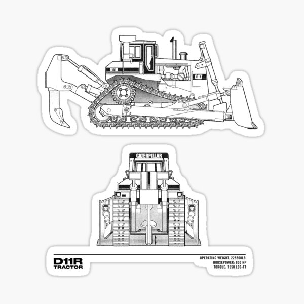 "Crawler Tractor Blueprint" Sticker for Sale by eyesupco | Redbubble
