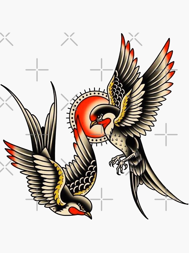 "Traditional Swallow Tattoo" Sticker for Sale by Cesar Caligula | Redbubble